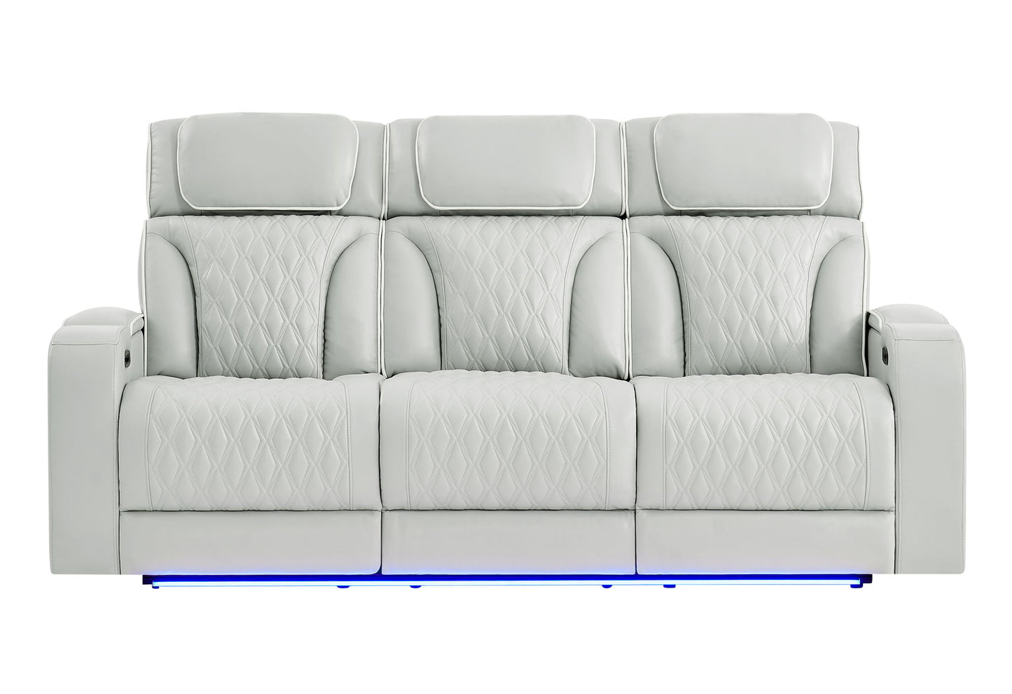 U8611 - Power Reclining Sofa With Power Headrest And LED - Silver ...
